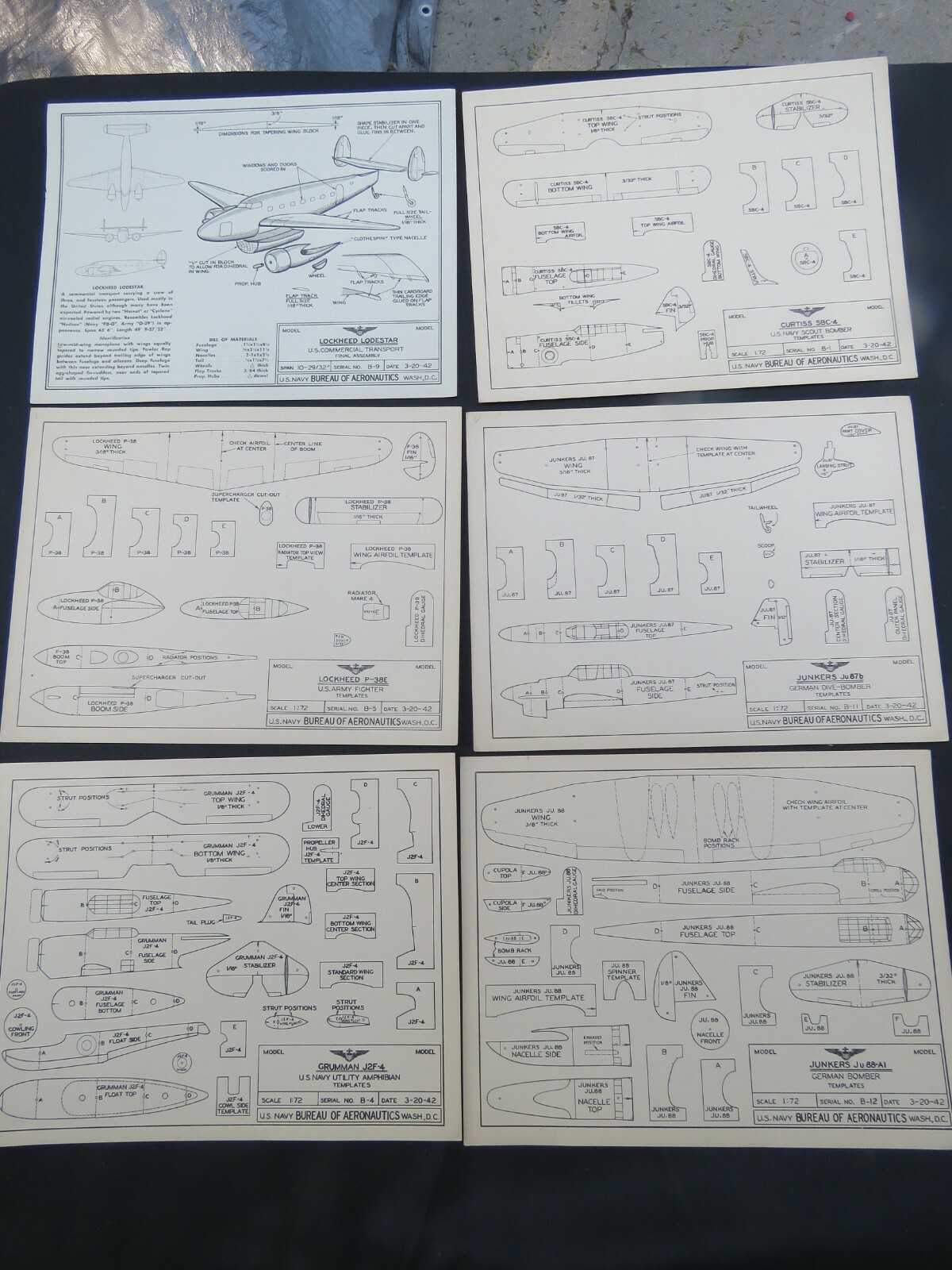 Lot of 6 U.S. Navy Aeronautics Paper WWII 1942 Army Bomber Planes Model ...