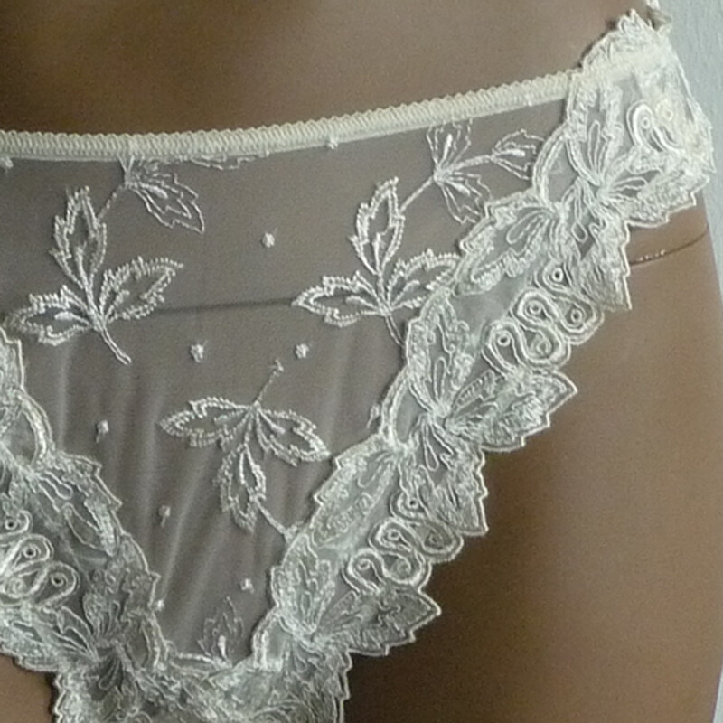 Millesia Diamond String Bikini String Lambada String Lace Tulle Ivory ...