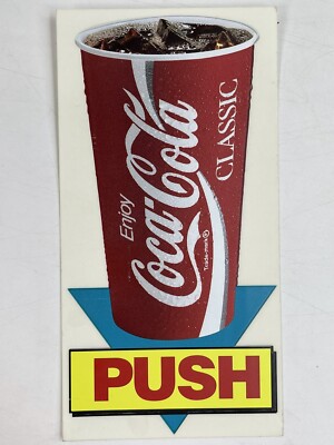 Coca Cola Push Fountain Service Button Decal Sticker RARE UNUSED! Coke ...