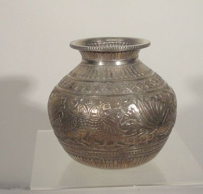 Antique South East Asian Repousse Vase Phoenix Floral Decoration ...