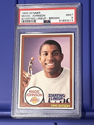 MAGIC JOHNSON~RARE POP 26~1990 KENNER STARTING LINEUP BRN PSA-9 MINT ...