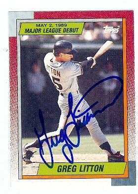 Greg Litton autographed baseball card San Francisco Giants 1989 Topps ...