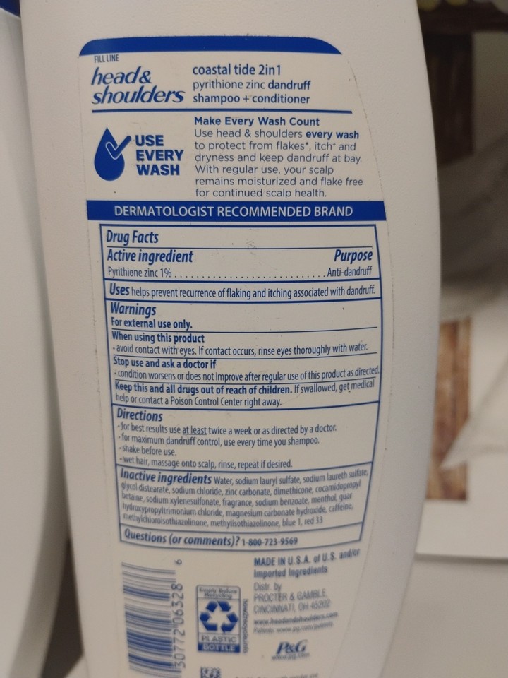 Head & Shoulders 2in1 Dandruff Shampoo & Conditioner Coastal Tide 12 ...