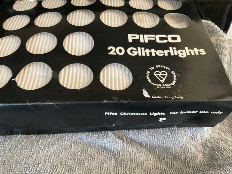 Vintage Pifco Boxed 20 Glitterlights Working Christmas indoor coloured ...