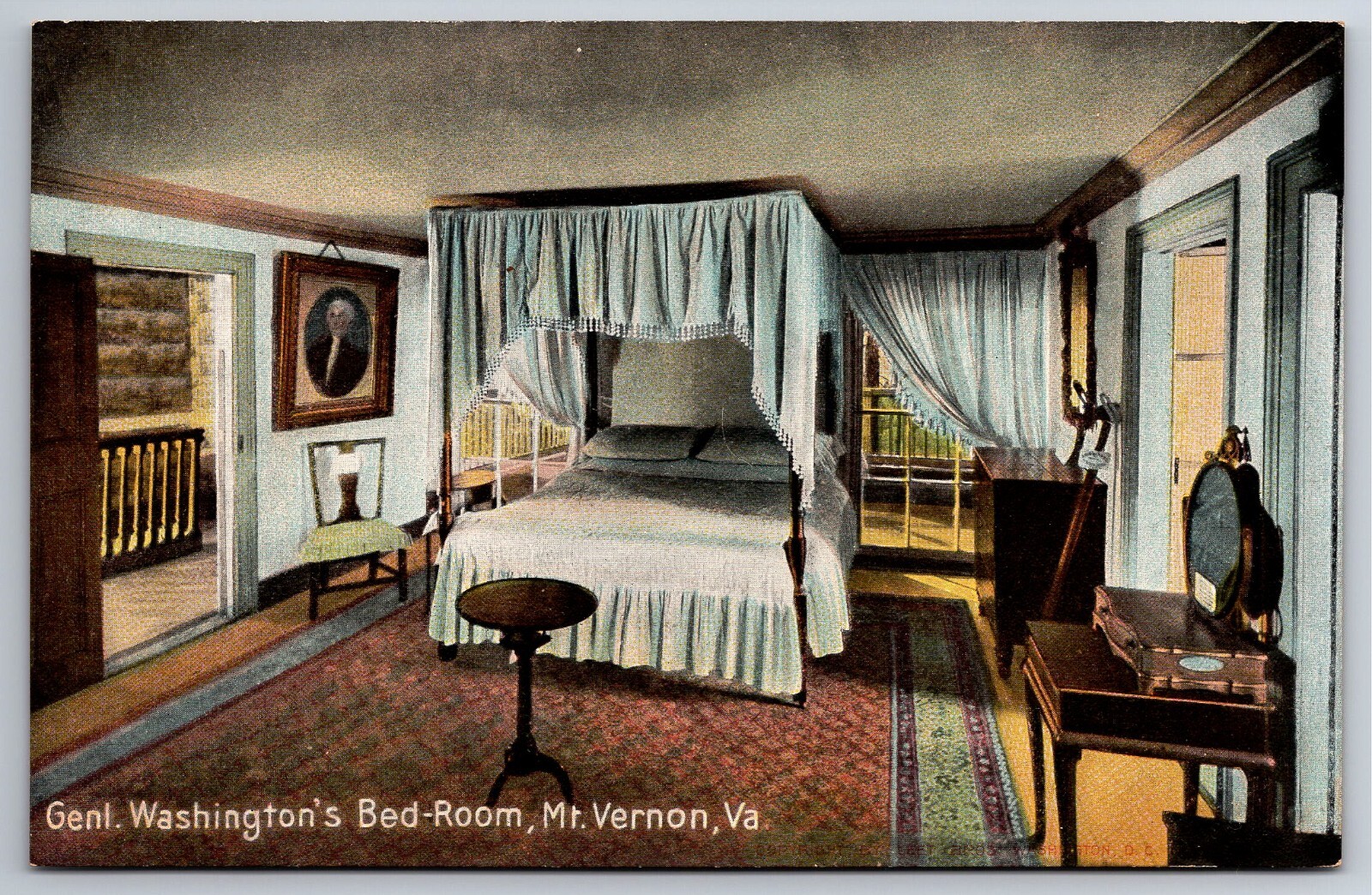 Postcard Mt. Vernon VA George Washington's Bed Room Leet Brothers c1907 ...