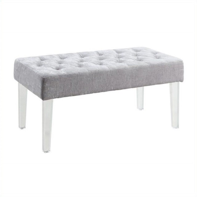 Riverbay Furniture Acrylic Leg Platinum Bench in Clear for sale online ...
