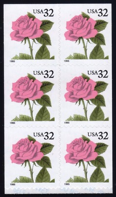 Scott #2492b Pink Rose Booklet Pane of 6 Stamps - MNH Top | eBay