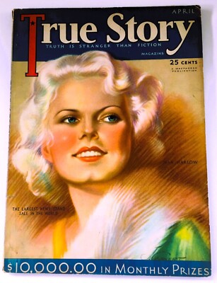 HTF APRIL 1931 TRUE STORY MAGAZINE JEAN HARLOW ON COVER PAINTED BY ...