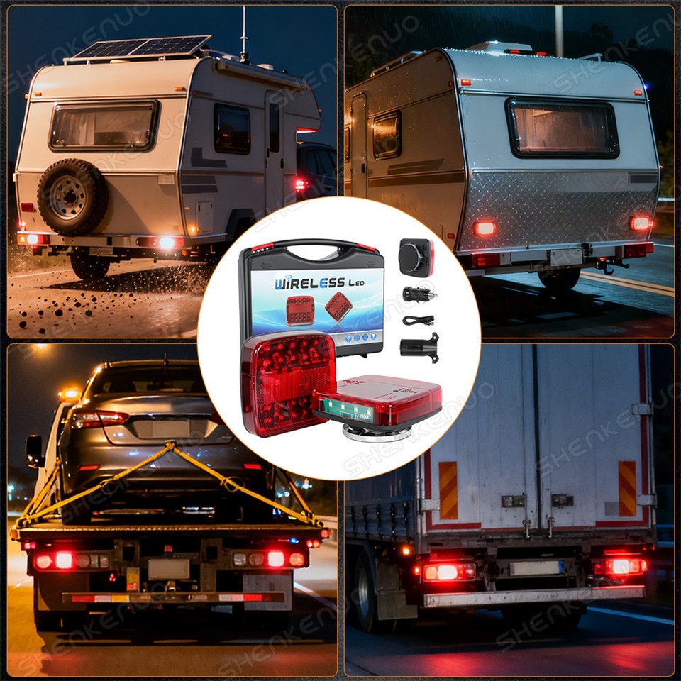 Wireless LED Trailer Lights Magnetic Rechargeable Kit Waterproof 100 FT ...