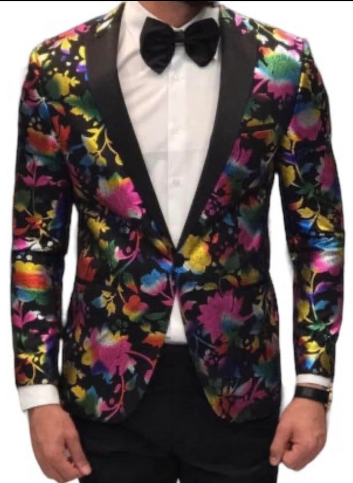 Designer Smoking Jacket Floral Pattern Men Floral Design Fitted Slim ...