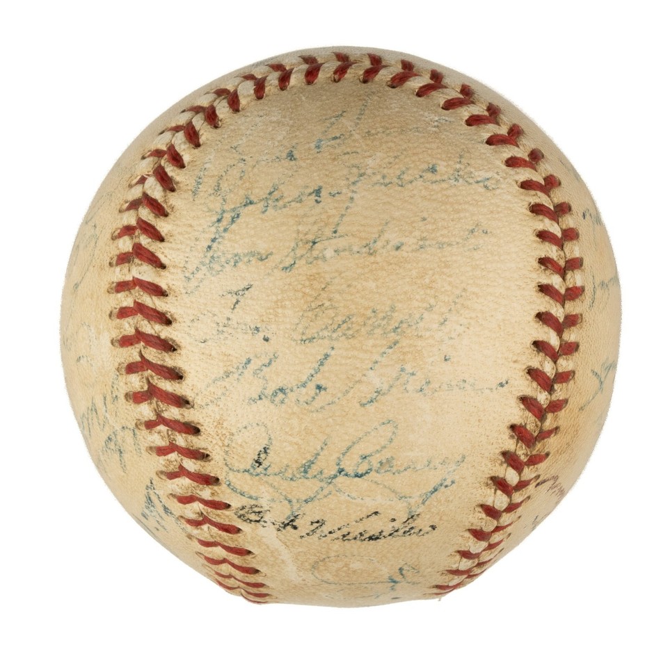 1955 New York Yankees American League Champs Team Signed Baseball JSA ...