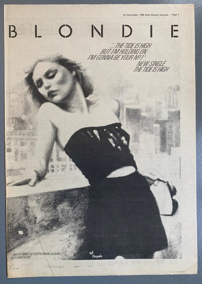 BLONDIE 1980 original POSTER ADVERT THE TIDE IS HIGH Autoamerican ...