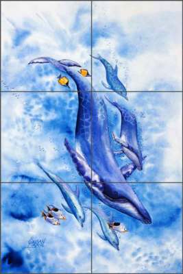 Whale Tile Mural Susan Libby Ceramic Undersea Art Mural SLA017 | eBay