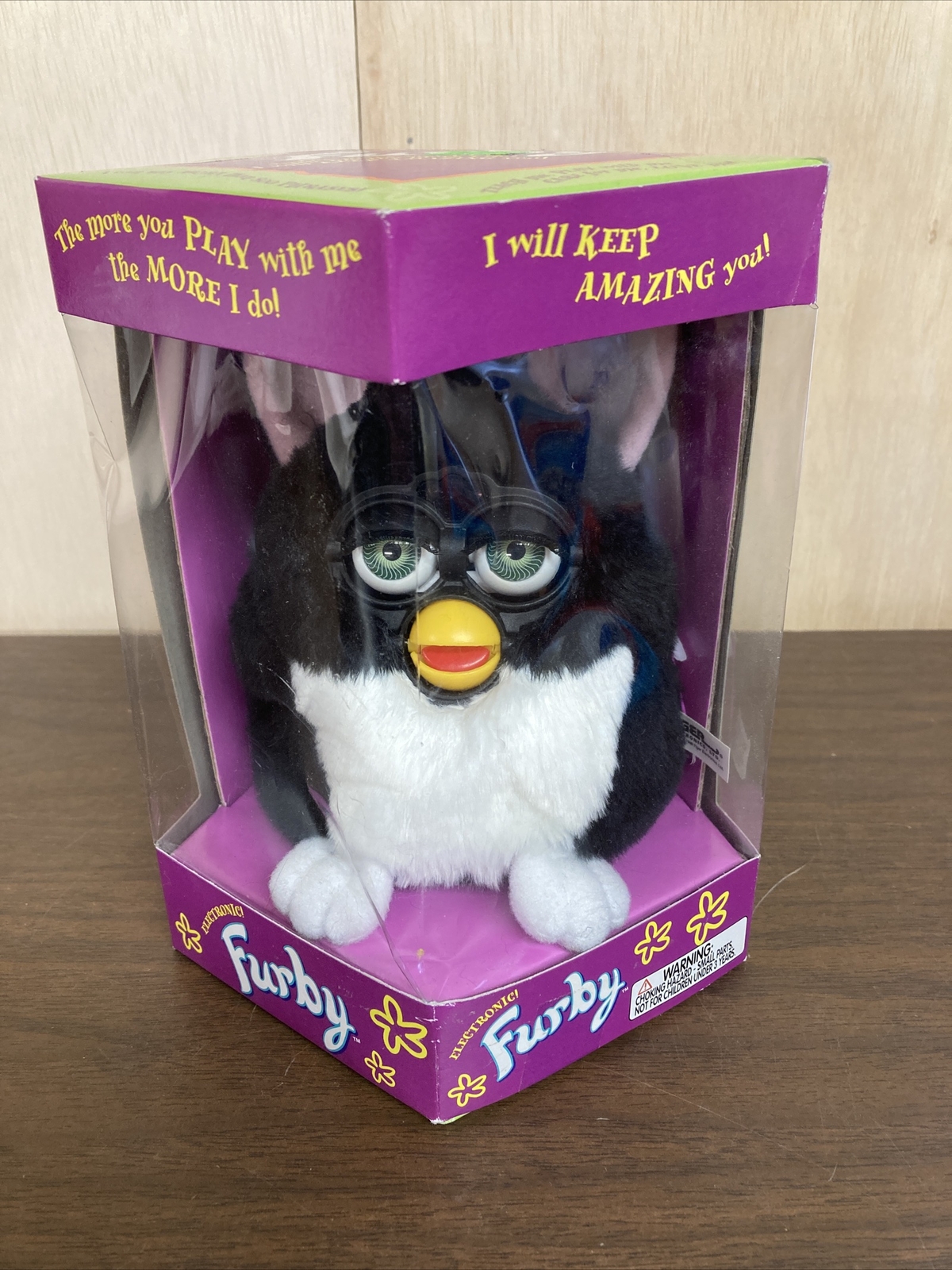 NEW IN BOX 1998 Vintage Furby Black White Skunk Tuxedo Tiger Pet 70-800 ...