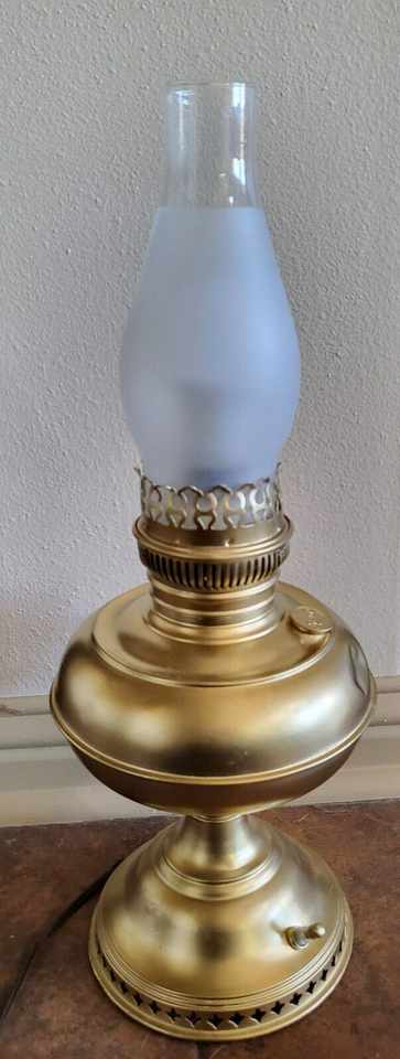 Vintage Rayo Brass Oil Lamp Converted To Electric with Glass Shade ...