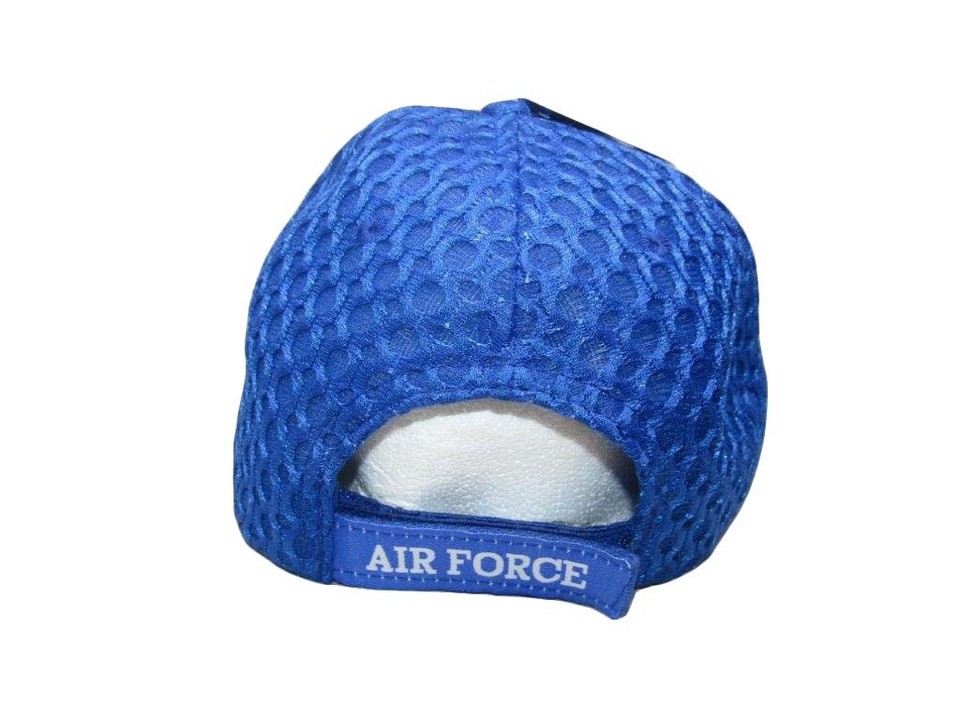 US Air Force Veteran Wings Mesh Textured Royal Blue Embroidered Cap Hat ...