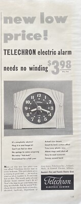 Vtg Print Ad 1949 Telechron Electric Alarm Clocks Retro MCM Home Wall ...