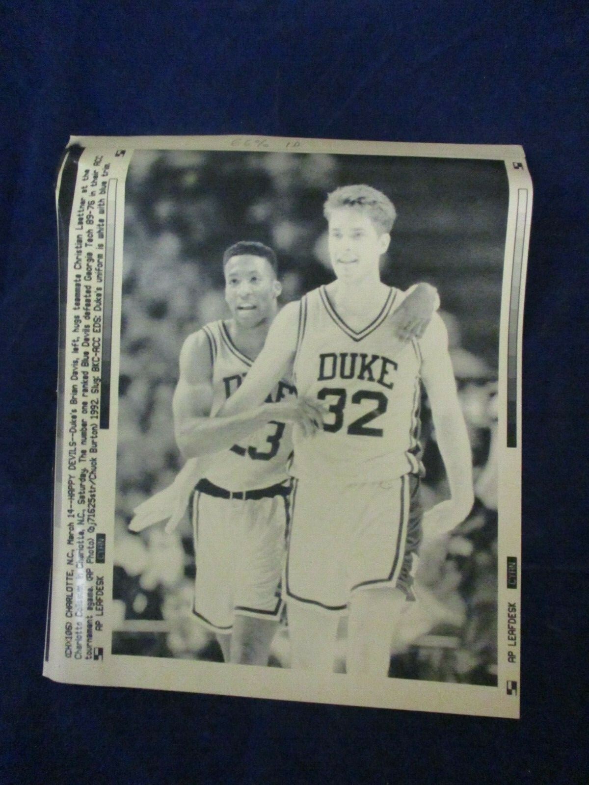 Wire Press Photo 1992 Christian Laettner & Brian Davis Duke defeats ...