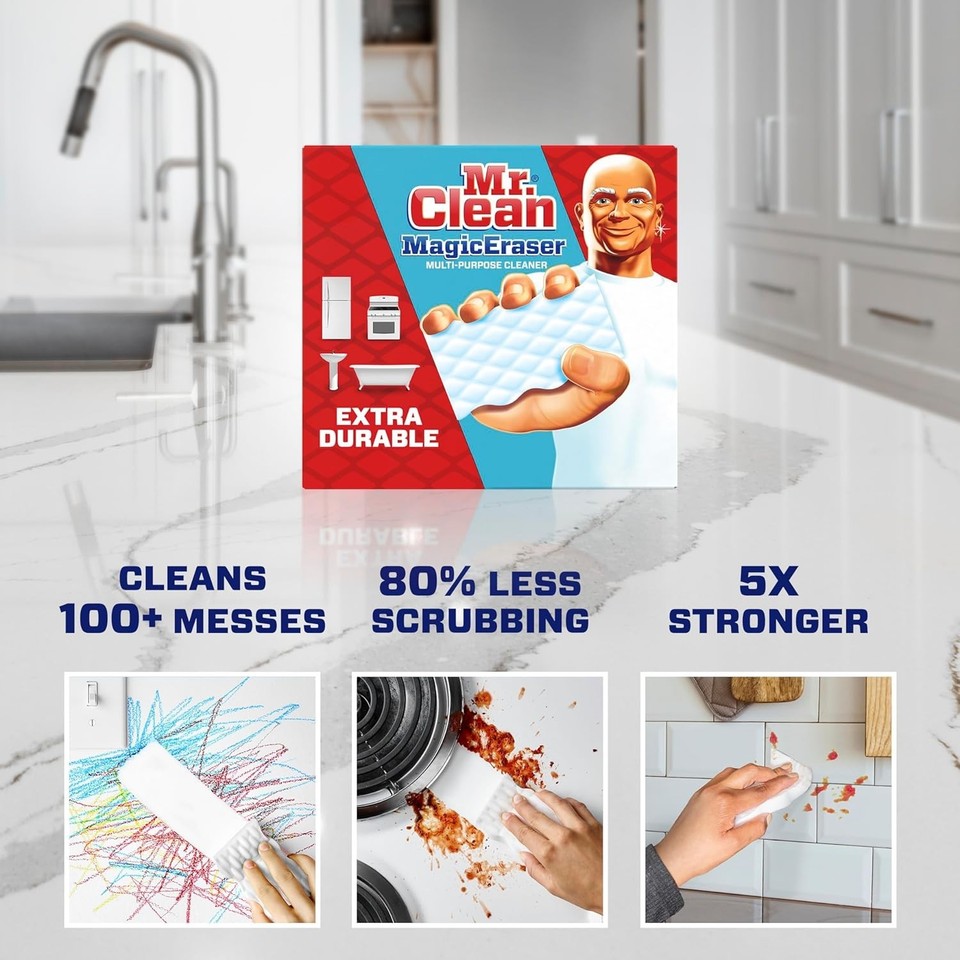 Mr. Clean Magic Eraser Sponge, All Purpose Cleaner, Cleaning Scrubber ...