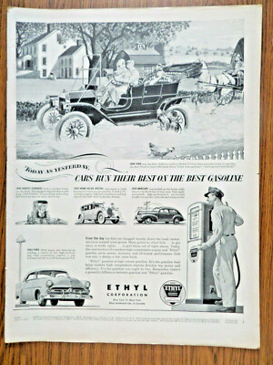 1952 Ethyl Oil Gas Ad 1952 1908 Ford 1900 Horsey Carriage 1924 Heine ...