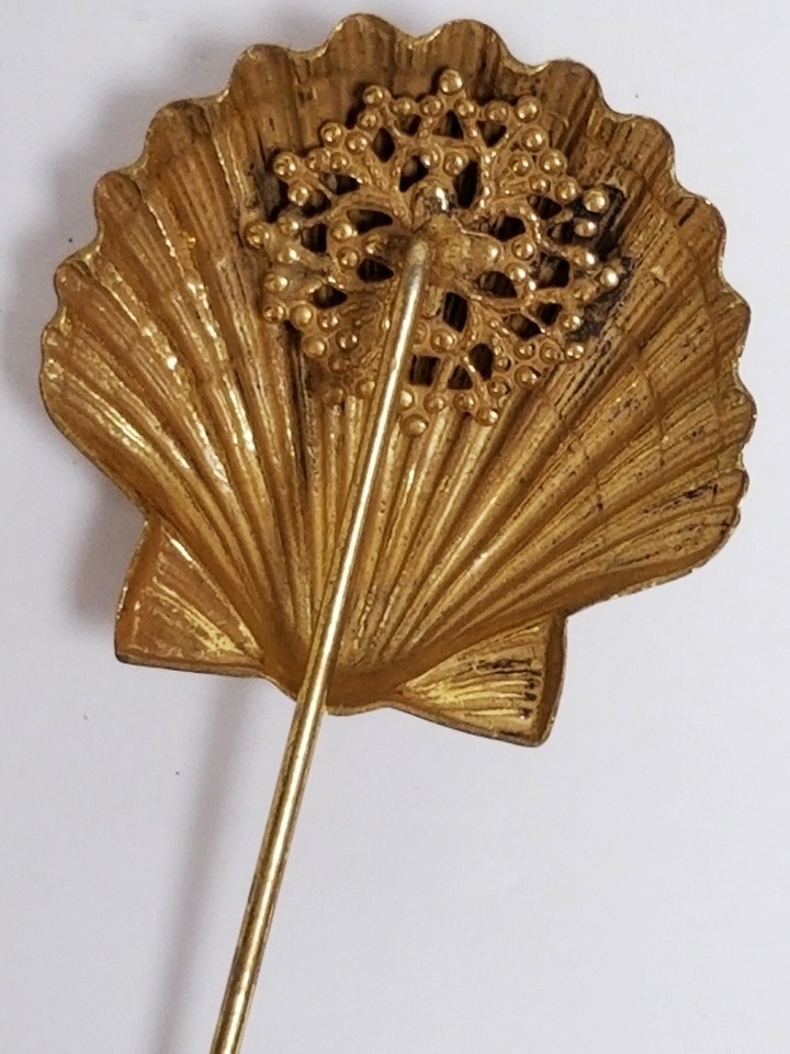 Vintage Miriam Haskell Gold Tone Seashell SHELL Stick Pin | eBay