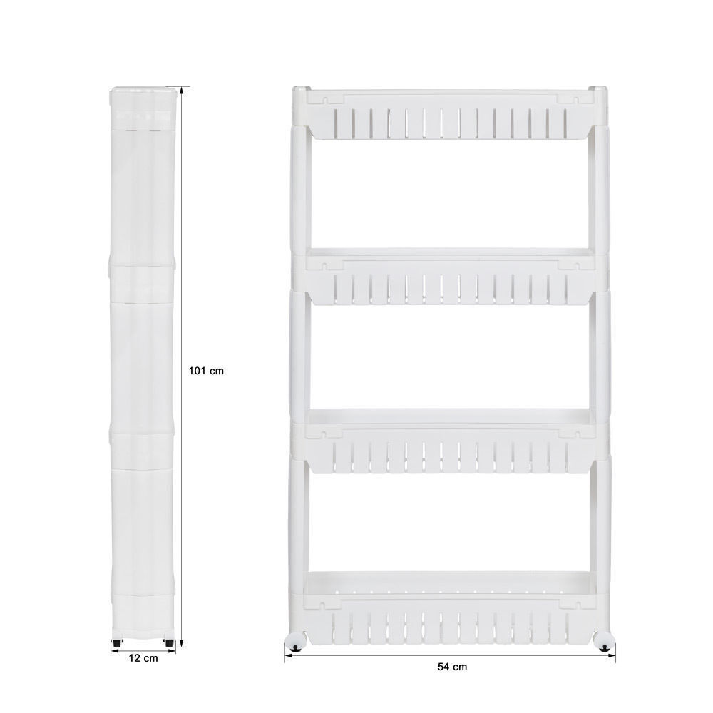 3/4 Tier Storage Tower Slide Out Rolling Castor Organiser Trolley Rack ...