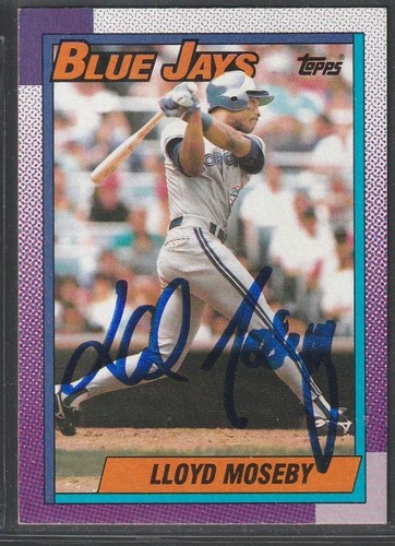 408, Original Autograph, Lloyd Moseby; Toronto Blue Jays, 1990 Topps ...