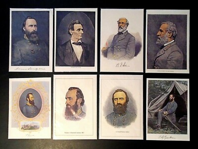 Civil War Greeting Cards (8) Abraham Lincoln Robert E. Lee Stonewall ...