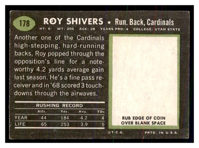 1969 Topps - #178 Roy Shivers (RC) for sale online | eBay