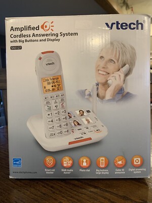 VTech SN5127 DECT 6.0 Amplified Cordless Telephone With Table/Wall ...