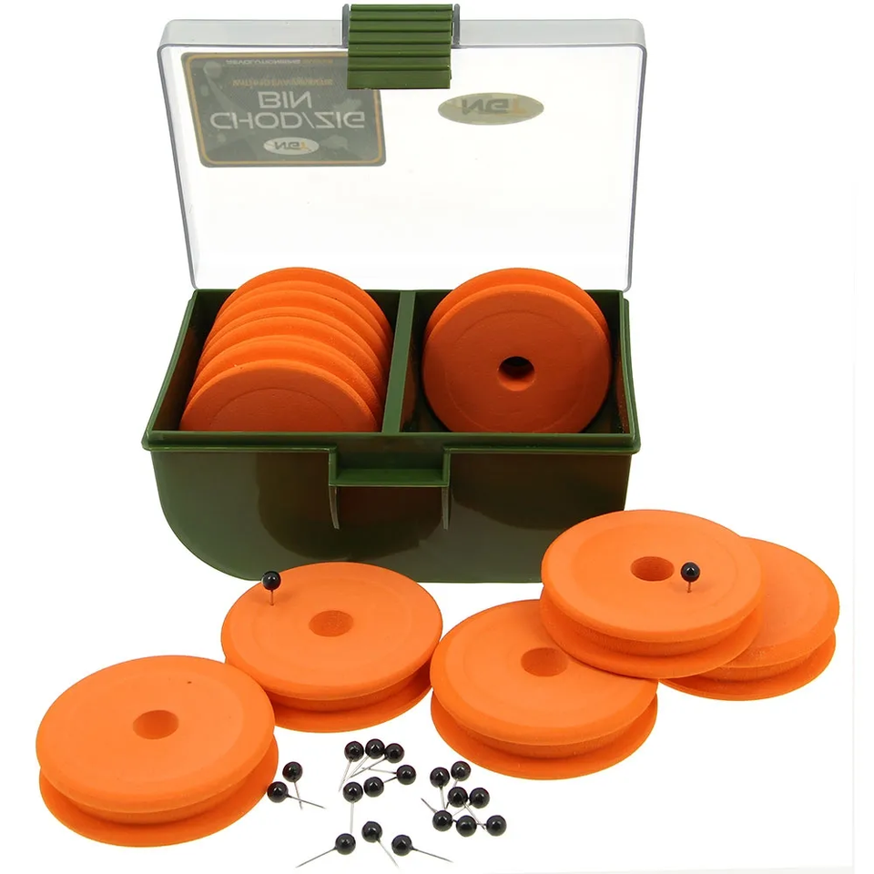 NGT Chod Zig Rig Bin Box With 10 x EVA Winders Carp Fishing Tackle Rig ...