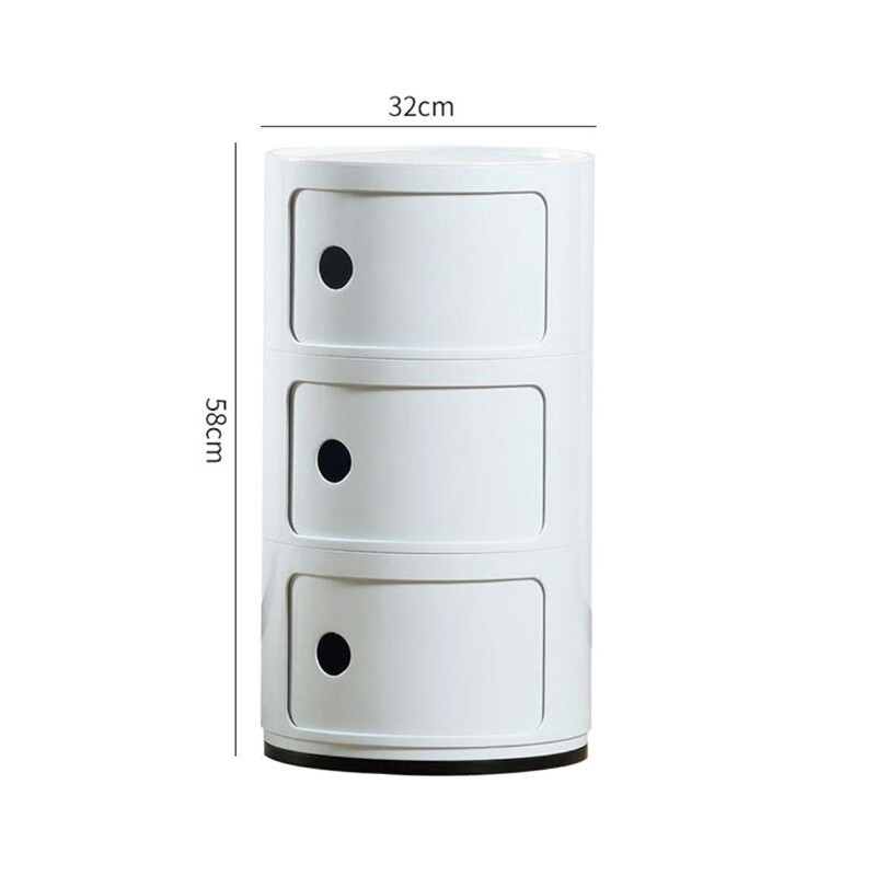 Round ABS Bedside Cabinet Cupboard Drawer Storage Unit Bathroom Bedroom ...