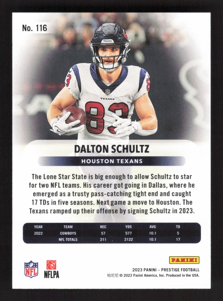 2023 Prestige Dalton Schultz #116 Houston Texans | eBay