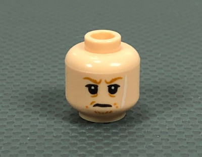 LEGO Minifigure Head Dual Sided Orange Eyebrows White Scar Frown/Open ...