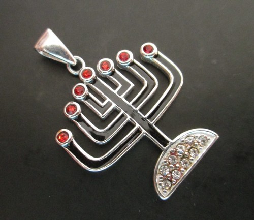 925 Sterling Silver & Enamel Menorah Jewish Judaica Hannukah Charm ...