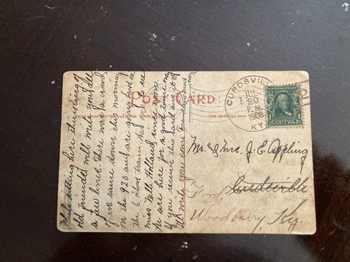 Vintage Rare POST CARD 1908 with the 1 One Cent Stamp Benjamin Franklin ...