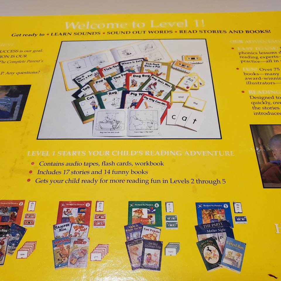 Hooked On Phonics Learn To Read Level 1 Box Set w/Cassette Book Card ...