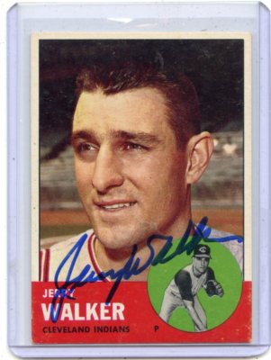 1963 TOPPS BASEBALL #413 JERRY WALKER AUTOGRAPH, CLEVELAND INDIANS ...