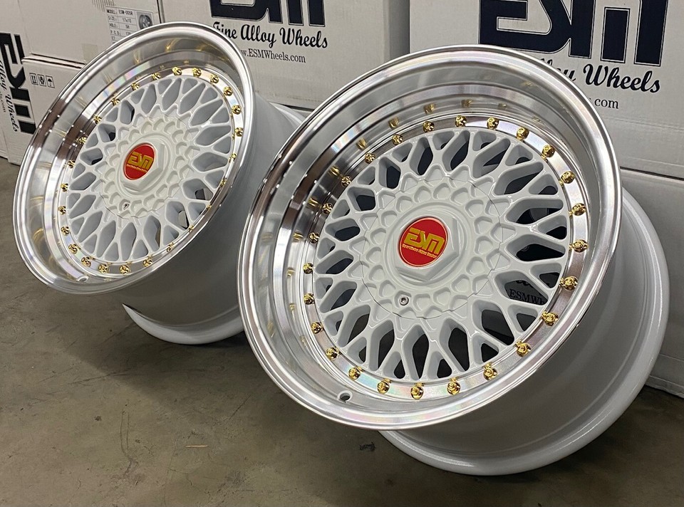 16x8 16x9 WH 4x100 5x100 ESM 02R Wheels Rims BMW E30 84-91 3 Series E21 ...
