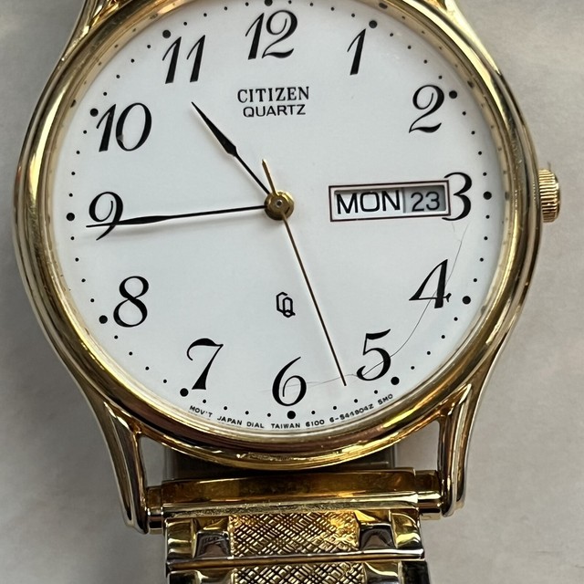 Citizen Orologio 6100 Quartz Watch Stainless Steel Day Date Vintage ...