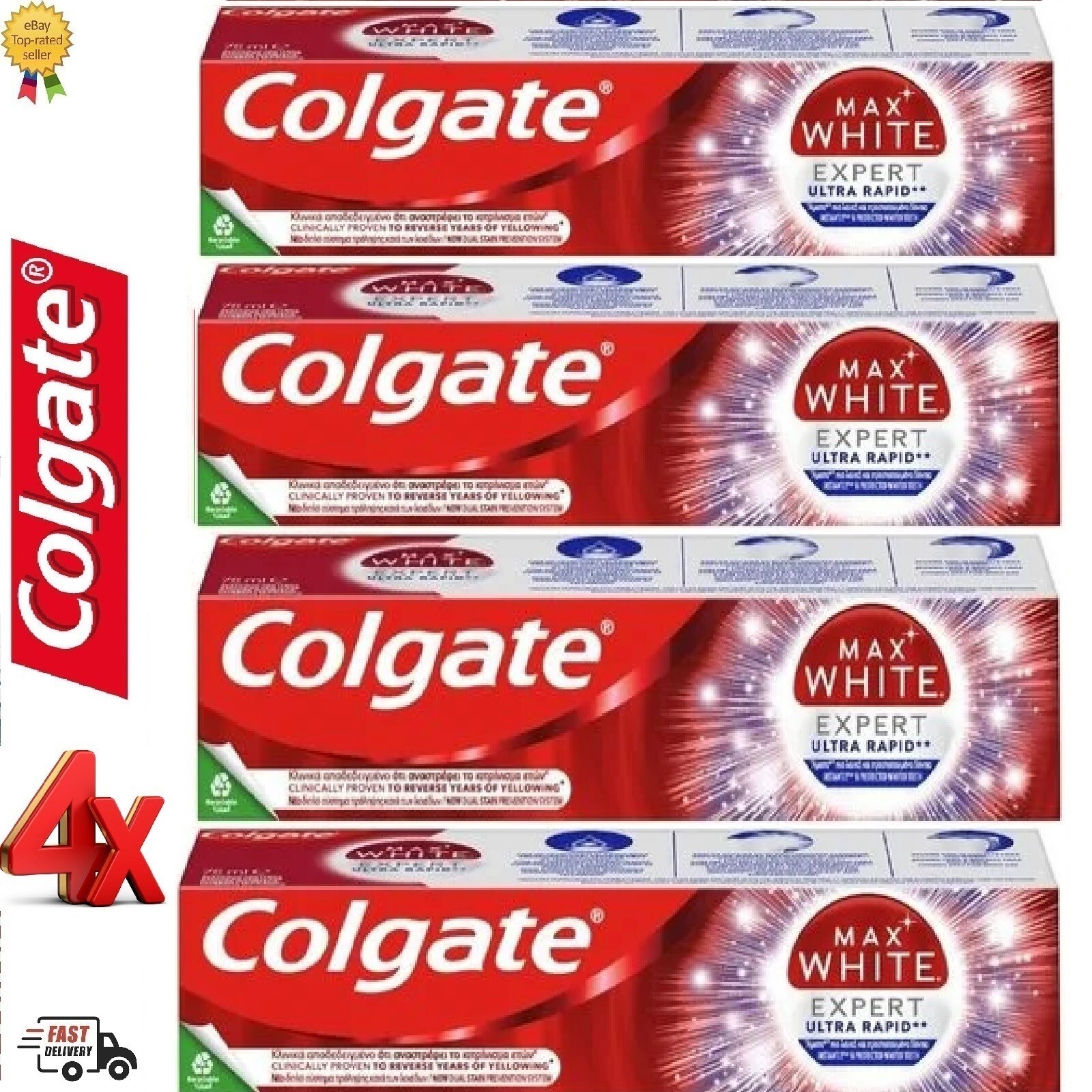 Colgate Max White Expert Ultra Rapid Whitening Toothpaste 4 x 75ml Pack ...