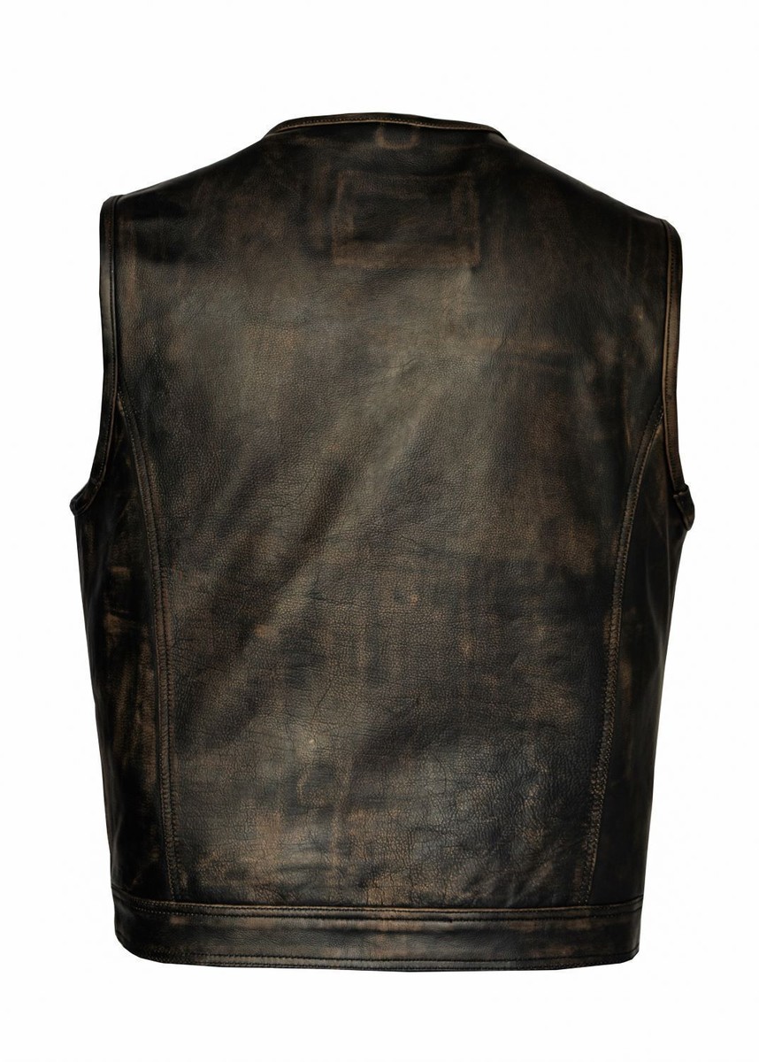 Distressed Brown Leather Motorcycle Vest