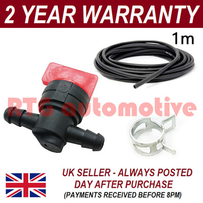 FUEL DIESEL PETROL SHUT/CUT OFF STOP VALVE SWITCH 6MM QUAD BIKE + CLIPS ...
