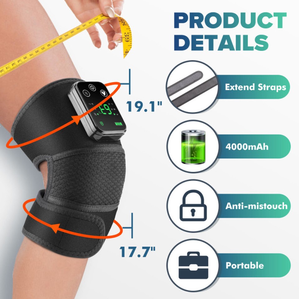 Electric Therapy Knee Massager Heated Vibration Joint Brace Shoulder ...