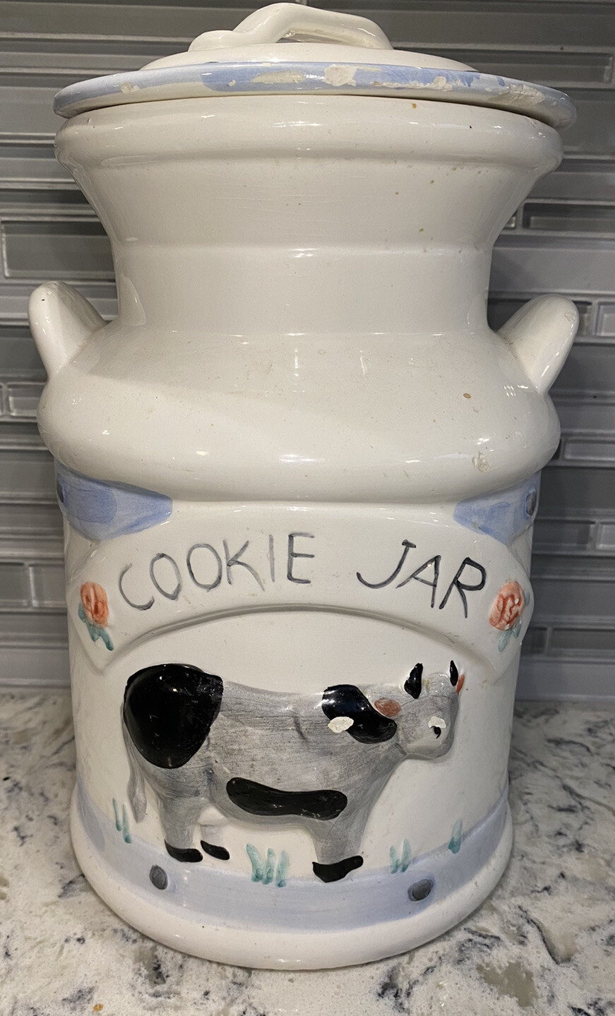 Ceramic Cookie Jar Cow Country Farmhouse Kitchen Decor Container Food ...