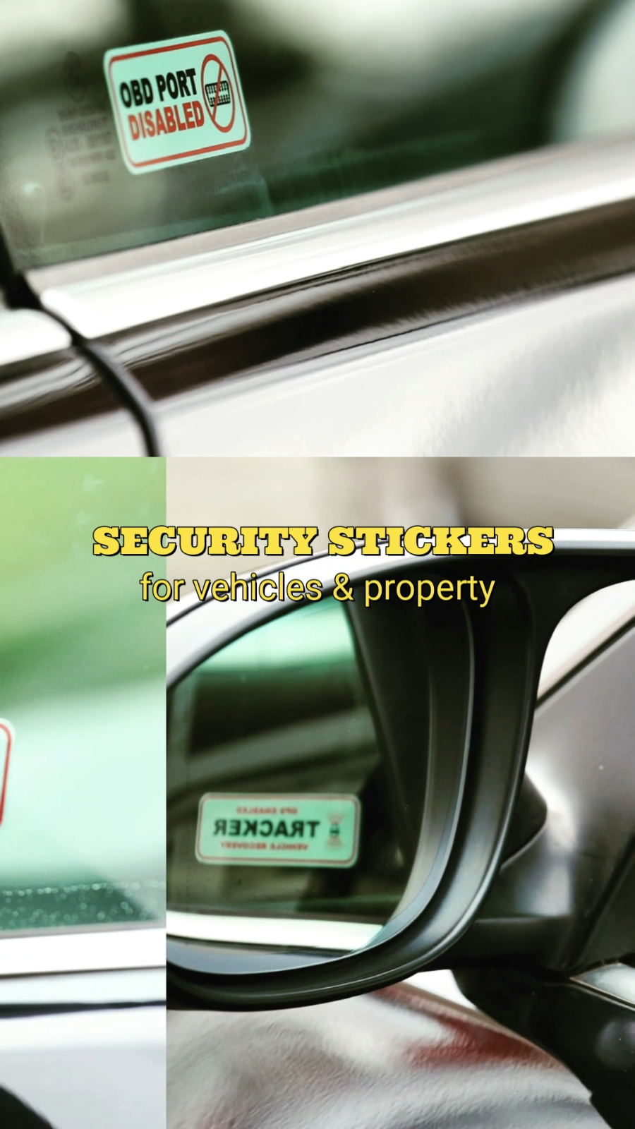 2 x WINDOW WARNING STICKERS INTERNAL GPS TRACKER OBD PORT DISABLED ...