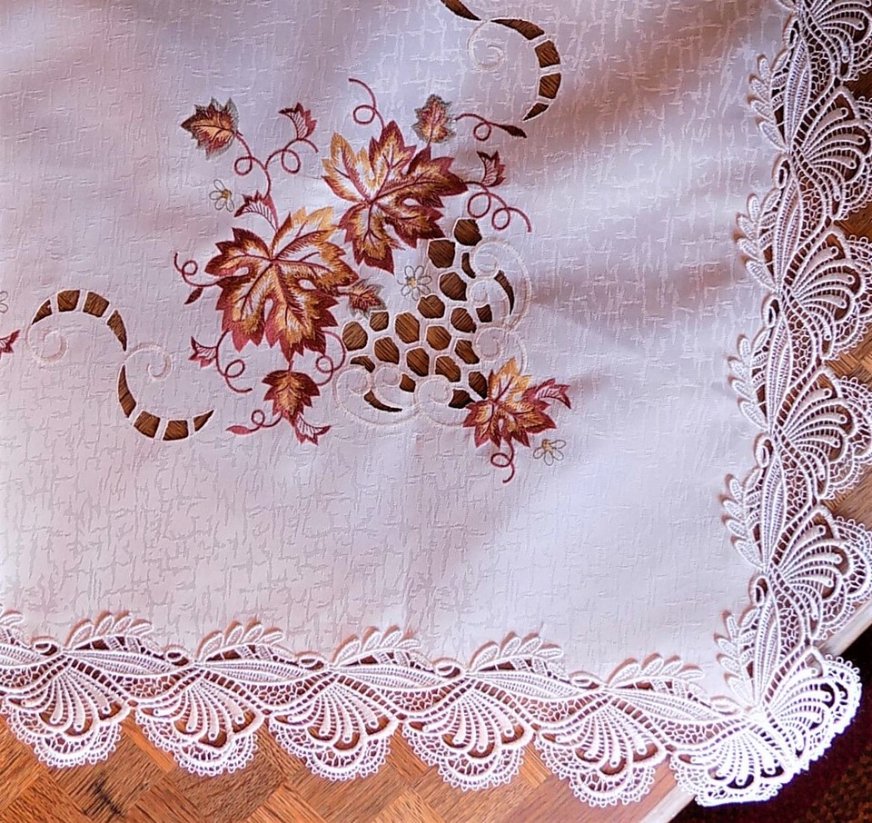 MMM 42" Square Autumn Leaf Embroidered Tablecloth ~~A Fall Must-Have ...