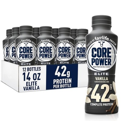 Core Power Elite High Protein Shake, Vanilla, 42g Bottle, 14oz, 12 Pack ...