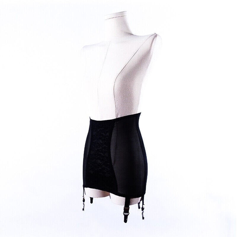 High Waist 6 Straps Pull on Longline Girdle Floral Lace Panel Garter ...