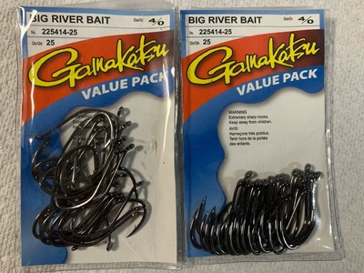 (LOT OF 2) GAMAKATSU BIG RIVER BAIT HOOKS 4/0 VALUE PACKS. 25 PER PACK ...